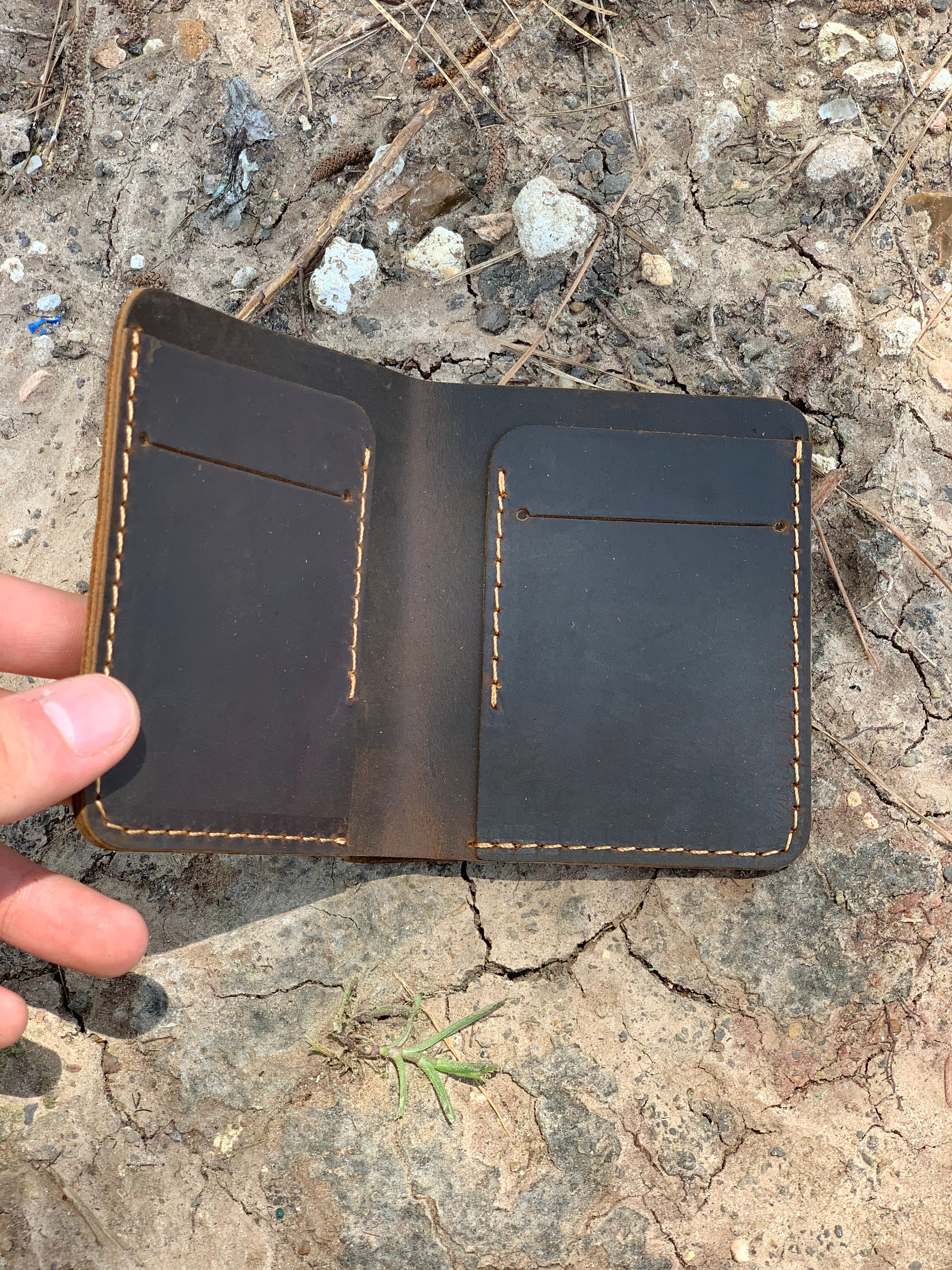 Minimalist Wallet Distressed Leather Wallet Minimalist | Etsy