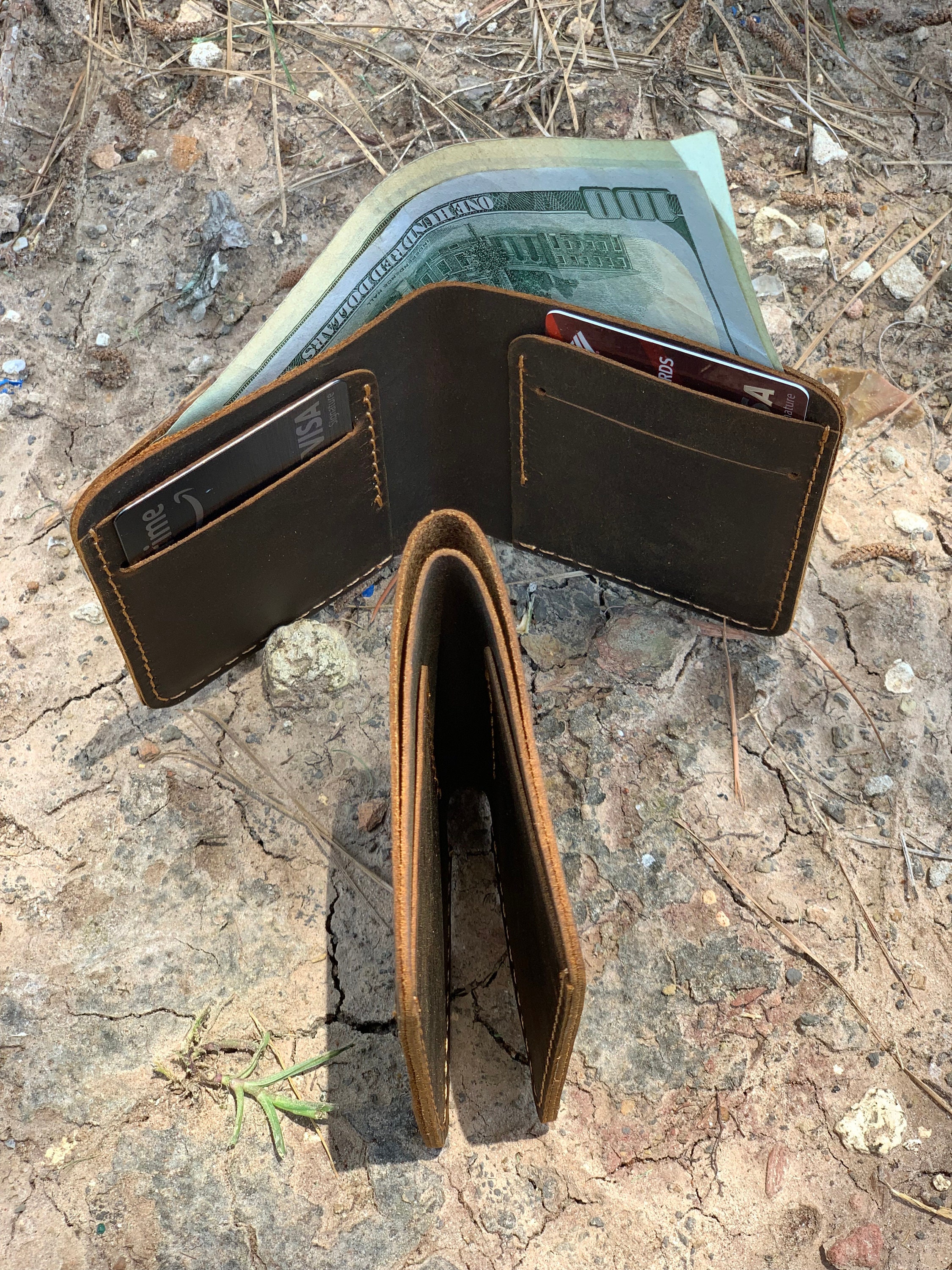 Minimalist Wallet Distressed Leather Wallet Minimalist | Etsy