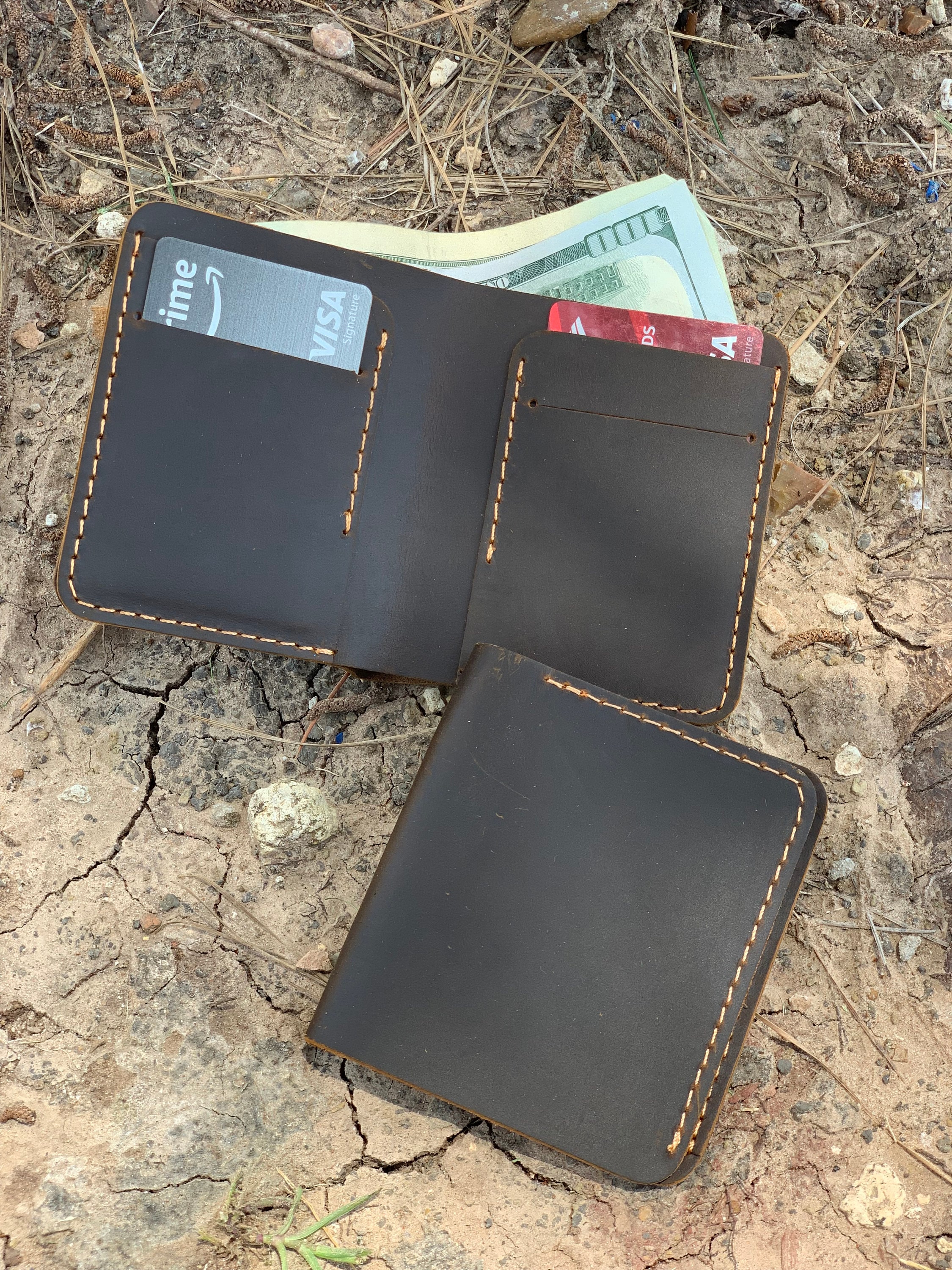 Minimalist Wallet Distressed Leather Wallet Minimalist | Etsy