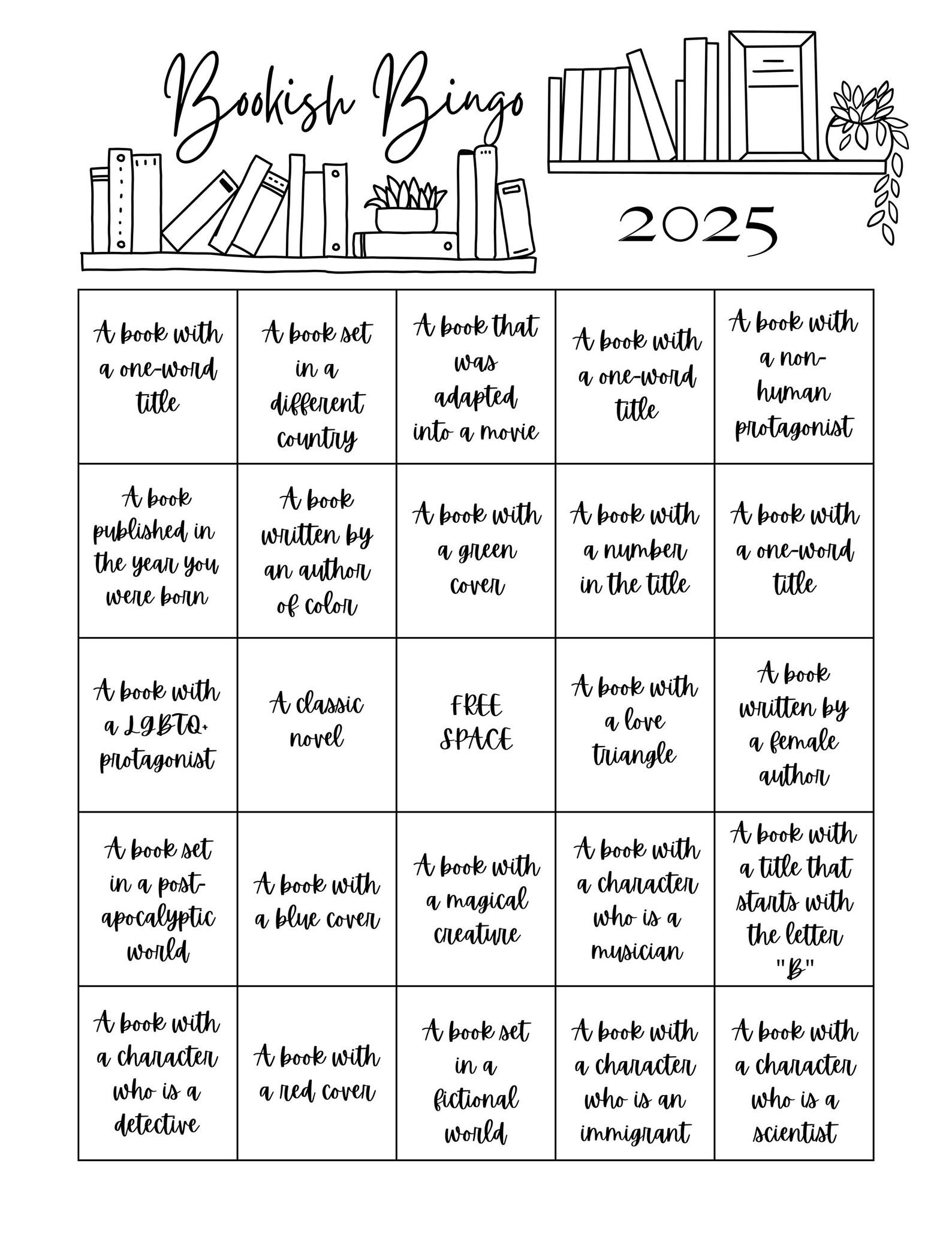 Customizable Book Bingo - Etsy