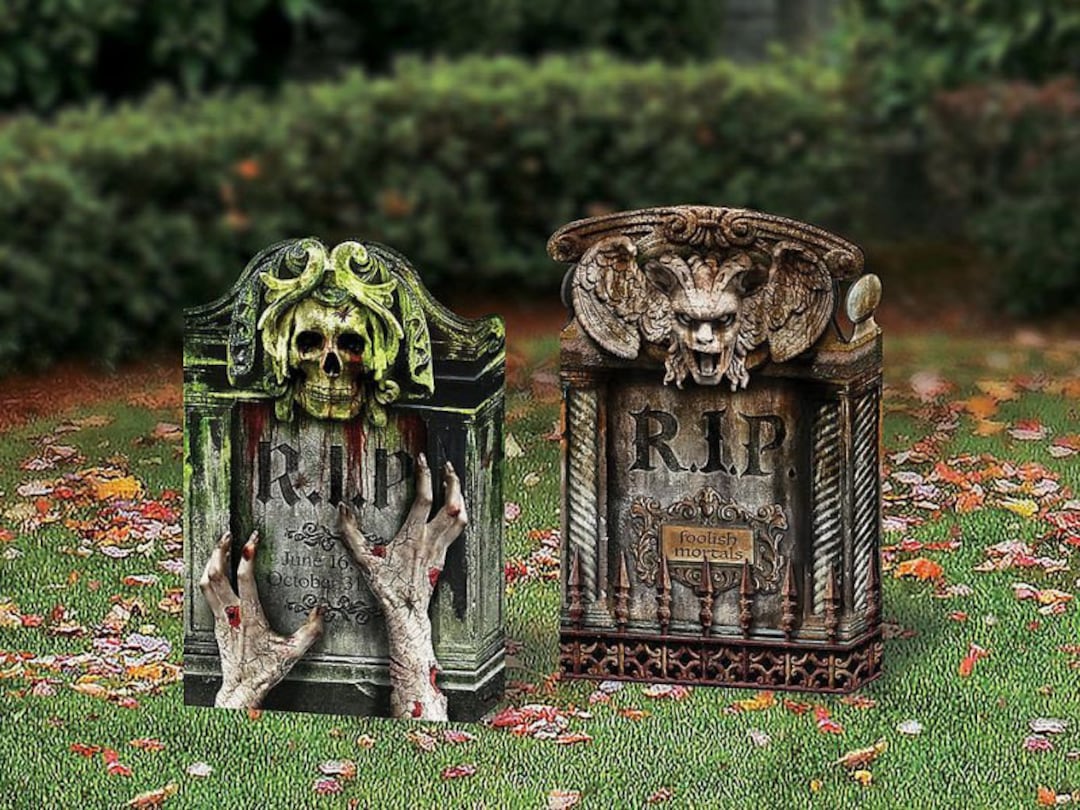 Photorealistic Tombstone Decorations Set of 2 - Etsy