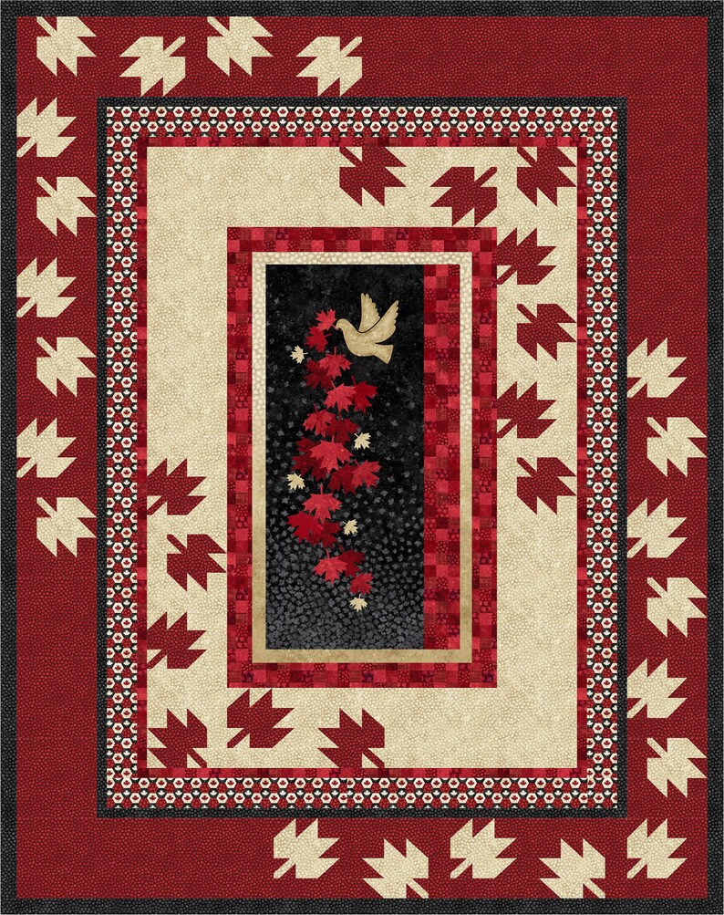 Scattered Leaves Quilt Pattern, Uses a Panel, Saddle River, Timeless ...
