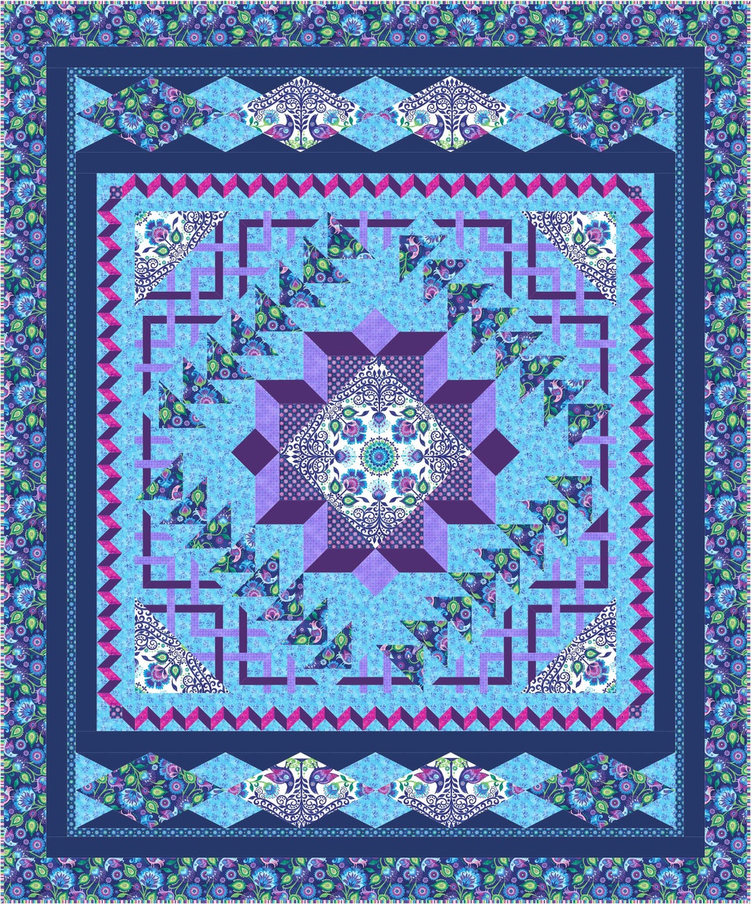 Flight of Fancy. Large Queen Sized Quilt Pattern. - Etsy