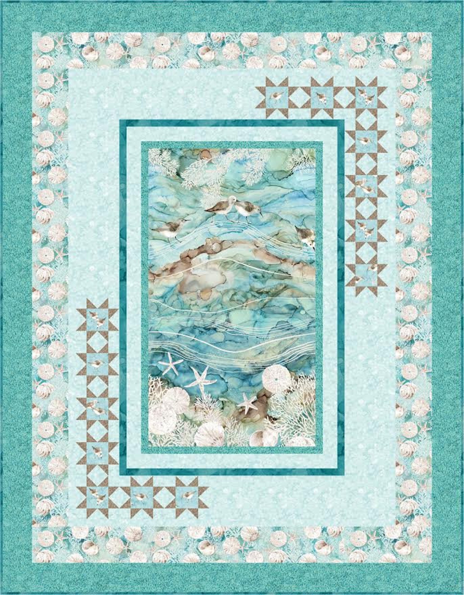 Among the Stars Quilt Pattern, Flag, Patriotic, Sea Shells, White Sands ...