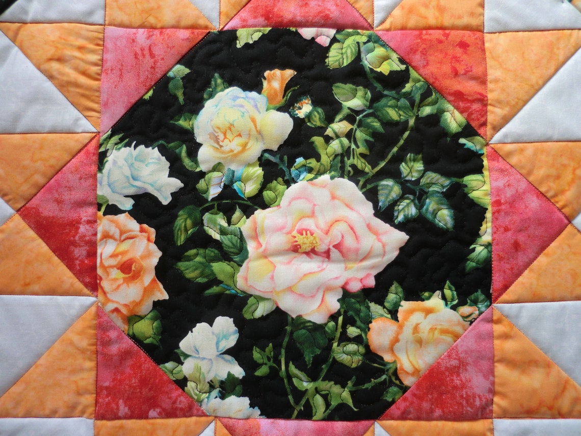 Free Shipping Sunburst Kit Roses Table Topper Fabric - Etsy