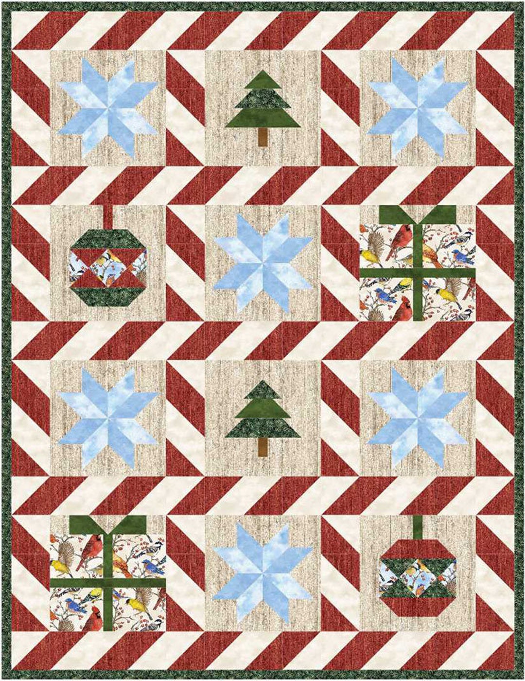Candy Cane Quilt Pattern Northcott Bird Song, Miss Winnie Designs - Etsy