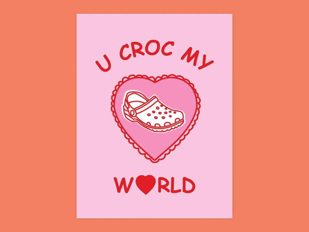 You Croc My World Valentine Card - Etsy