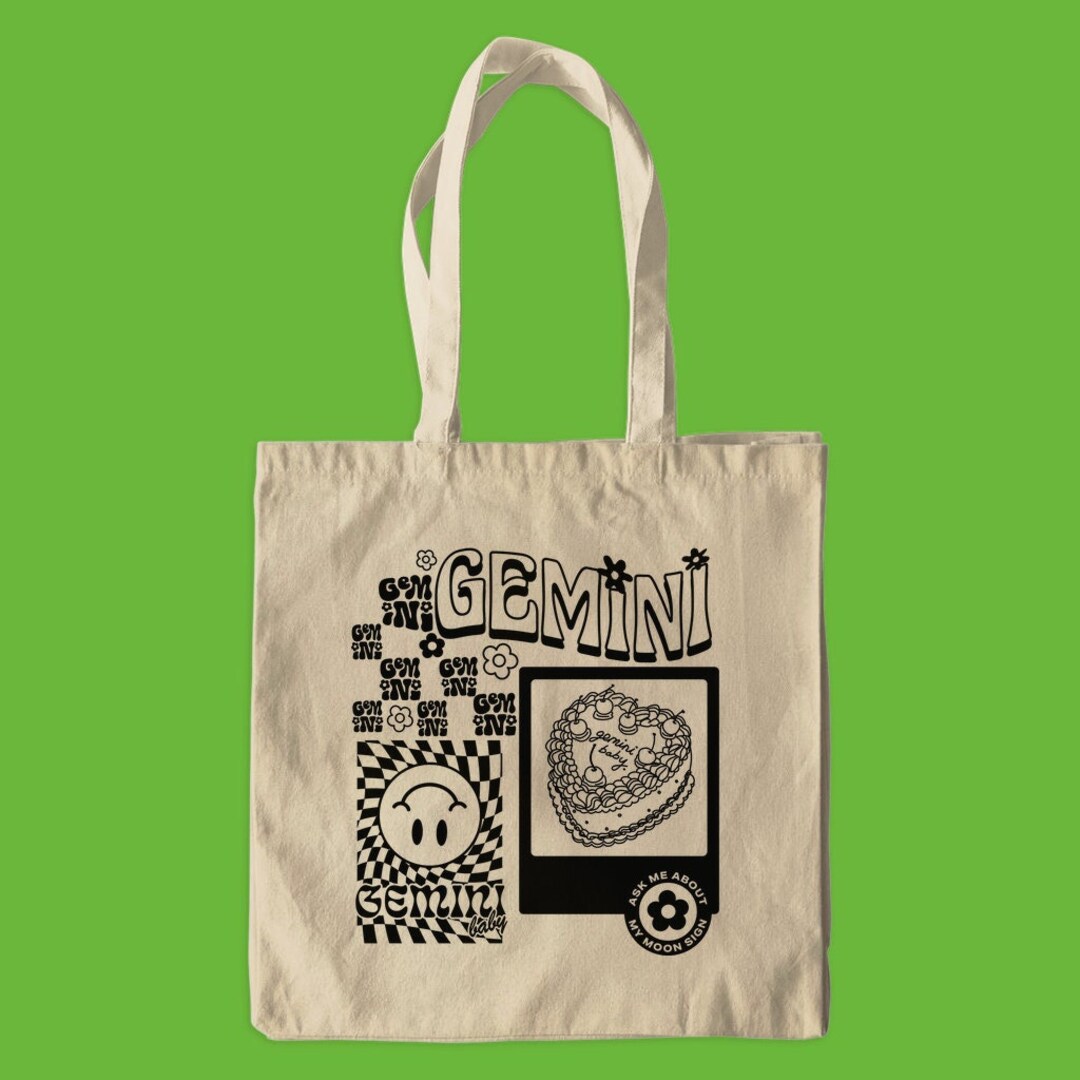 Gemini Checkered Canvas Tote Bag - Etsy