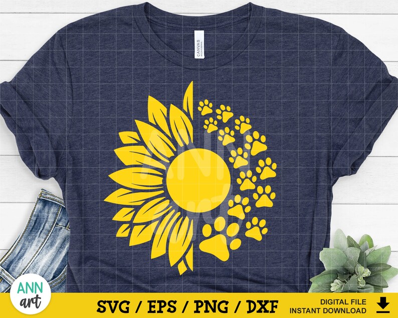 Sunflower Paw Svg Sunflower Paw Print Svg Paw Sunflower Svg | Etsy