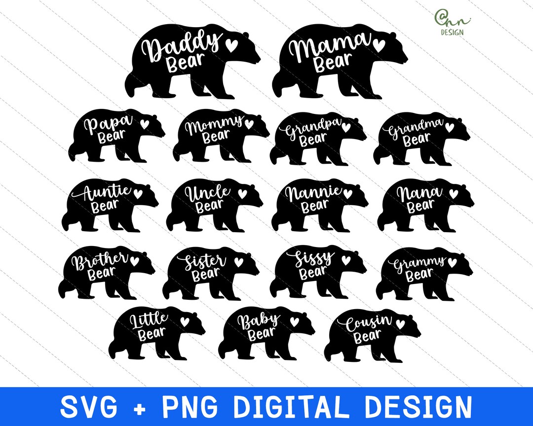 Family Bundle Svg, Bear Family Svg, Mama Bear Svg, Papa Bear Svg, Mama ...
