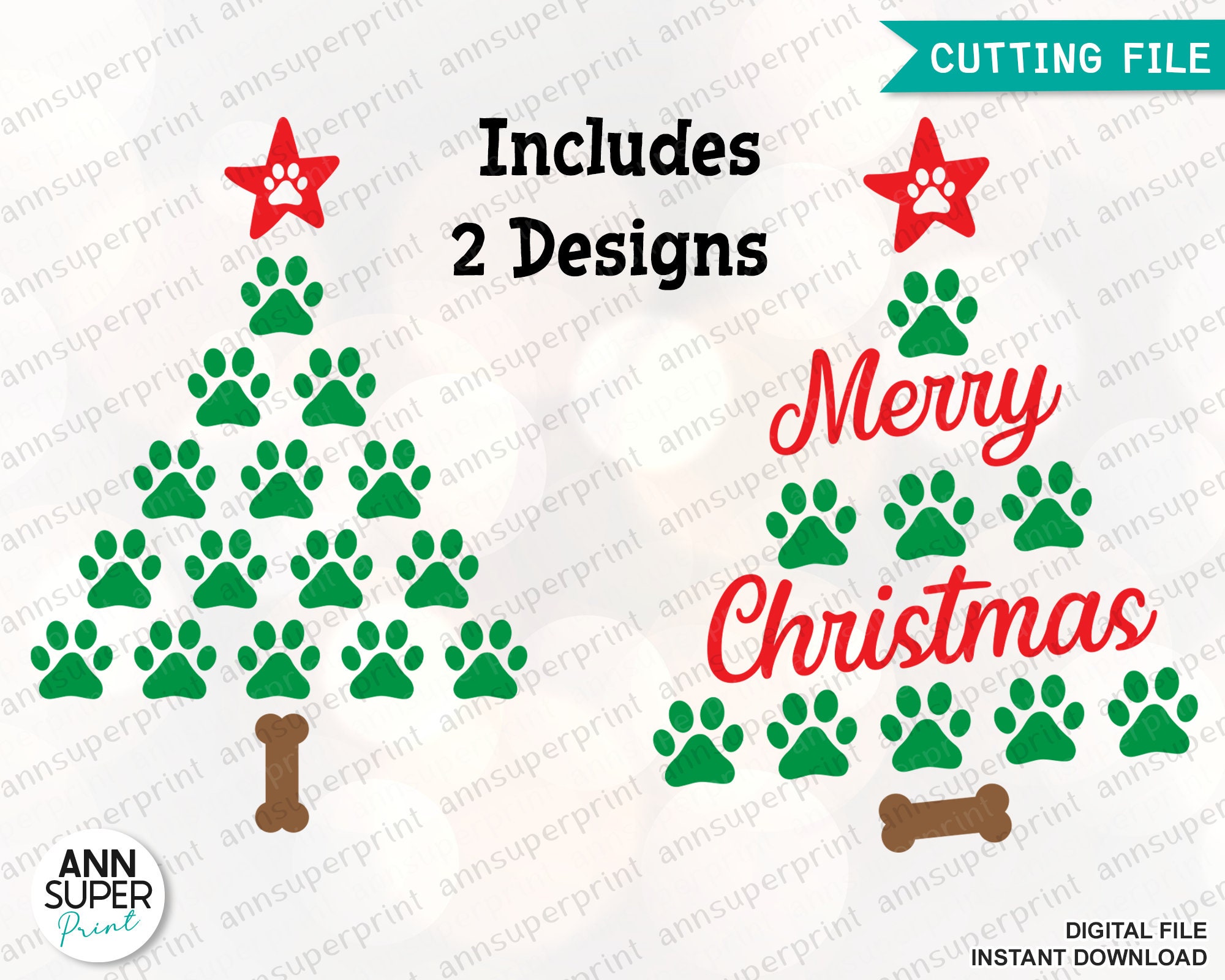 Dog Paw Christmas Tree SVG Bundle Christmas Svg Christmas | Etsy