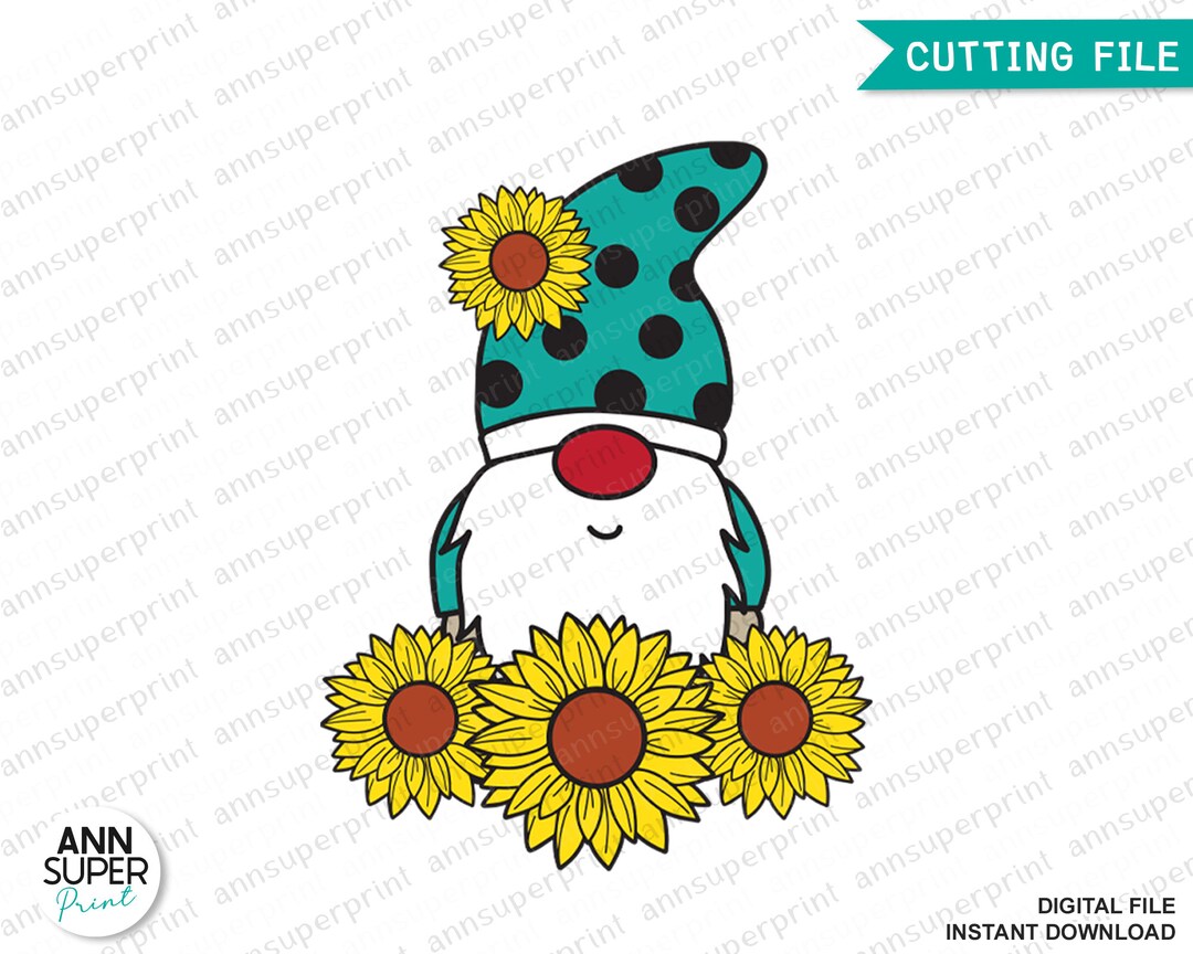 Sunflower Gnomes SVG, Sunflower Svg, Gnome Svg, Gnome With Sunflower ...