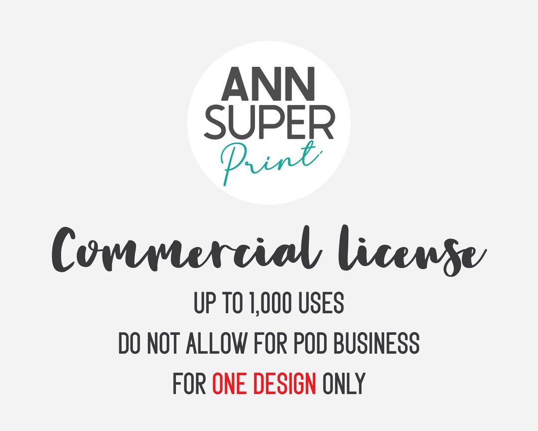 Extended Commercial License for ONE Design – up to 1,000 Sales - Etsy