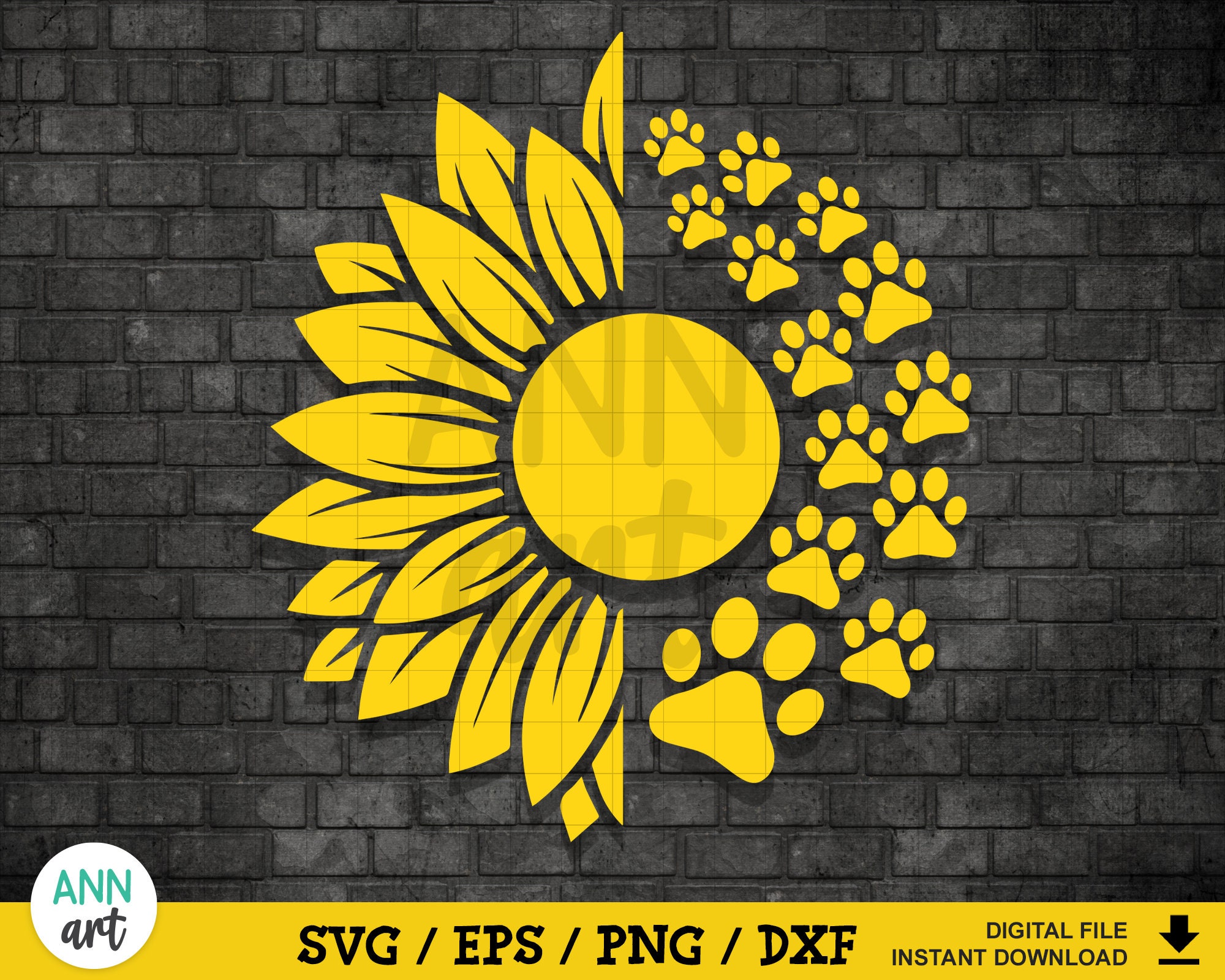 Sunflower Paw svg Sunflower Paw Print svg Paw Sunflower svg | Etsy