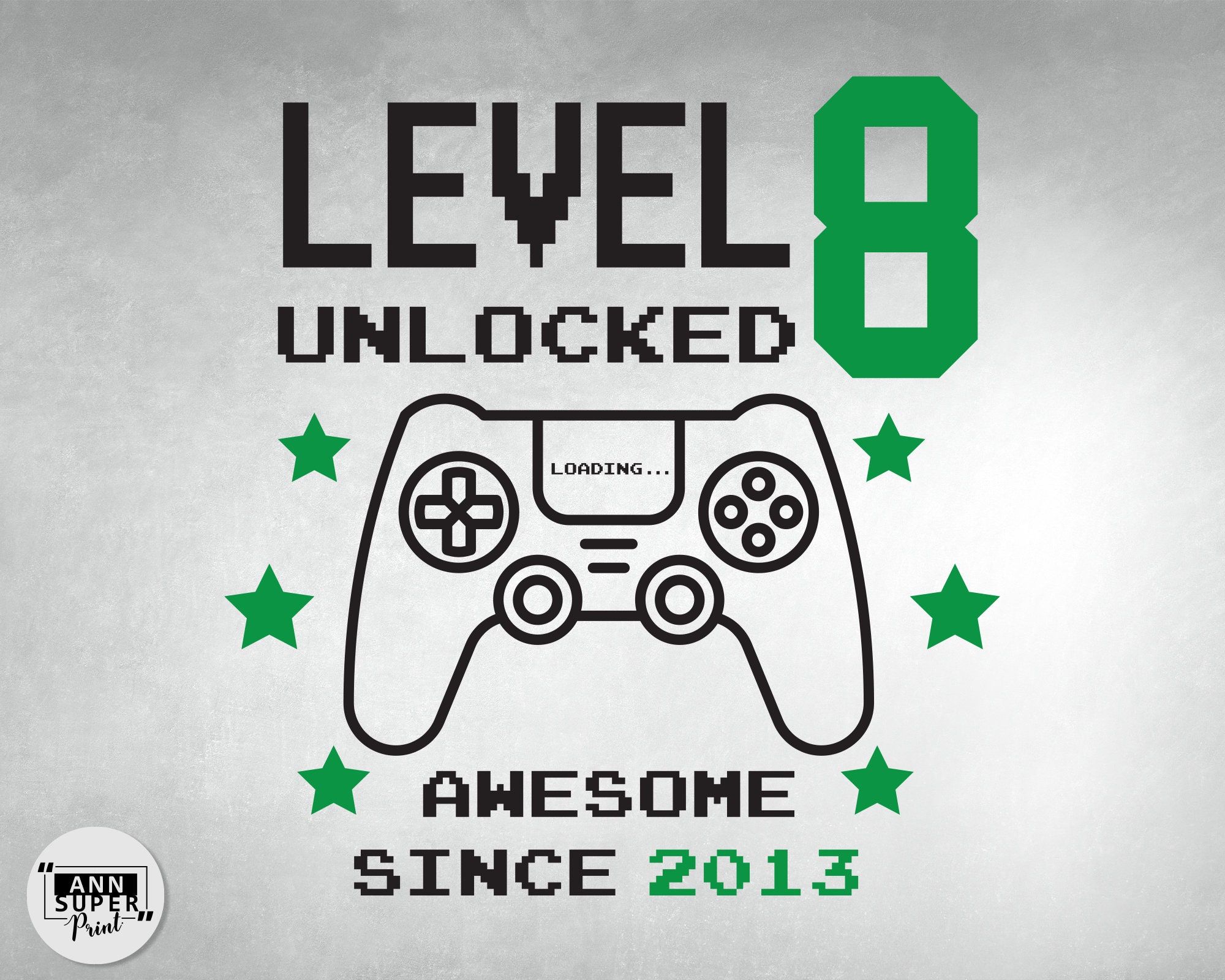 Level 8 unlocked svg 8th birthday svg Game controller svg | Etsy