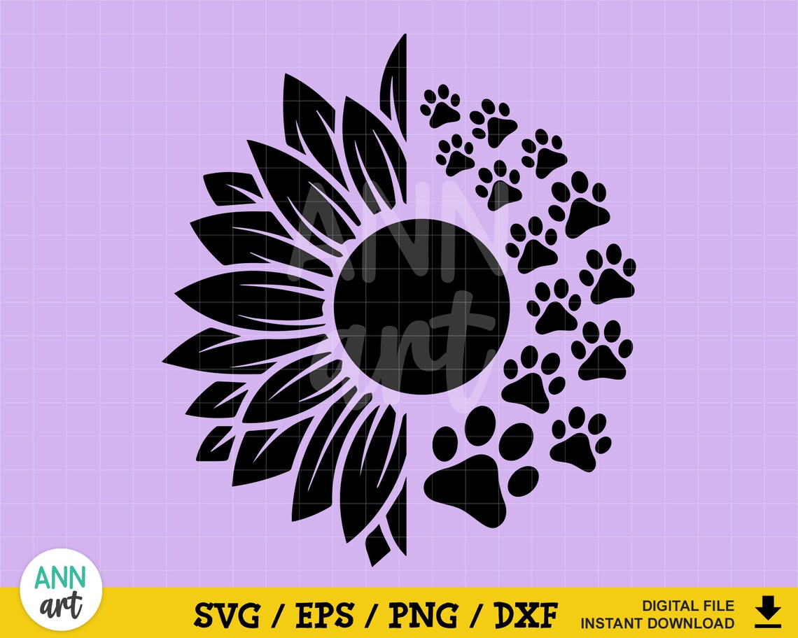 Sunflower Paw Svg Sunflower Paw Print Svg Paw Sunflower Svg - Etsy