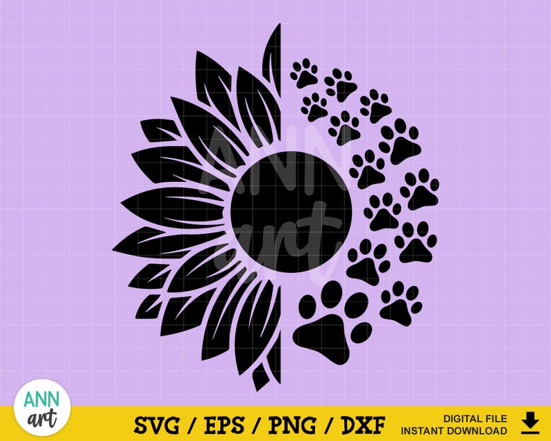 Sunflower Paw Svg Sunflower Paw Print Svg Paw Sunflower Svg | Etsy