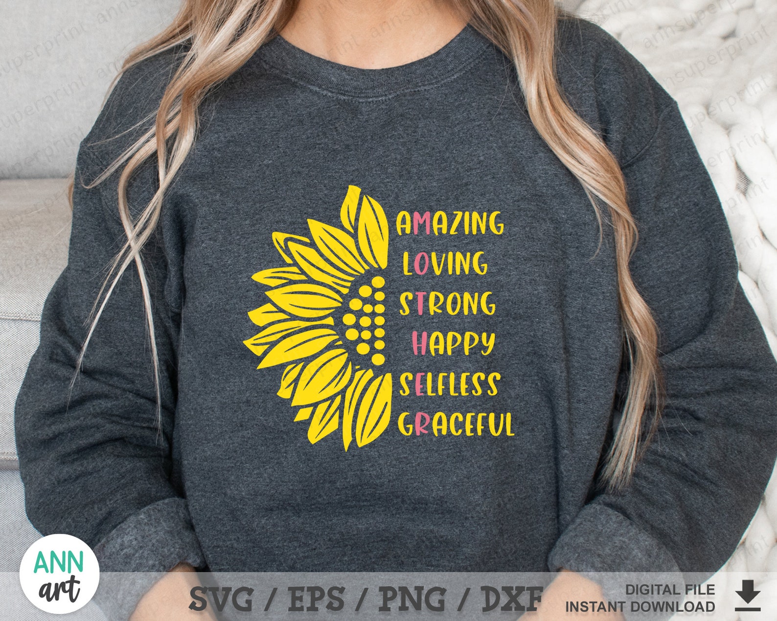 Sunflower Mama Svg, Amazing Loving Strong Happy Selfless Graceful, Half ...
