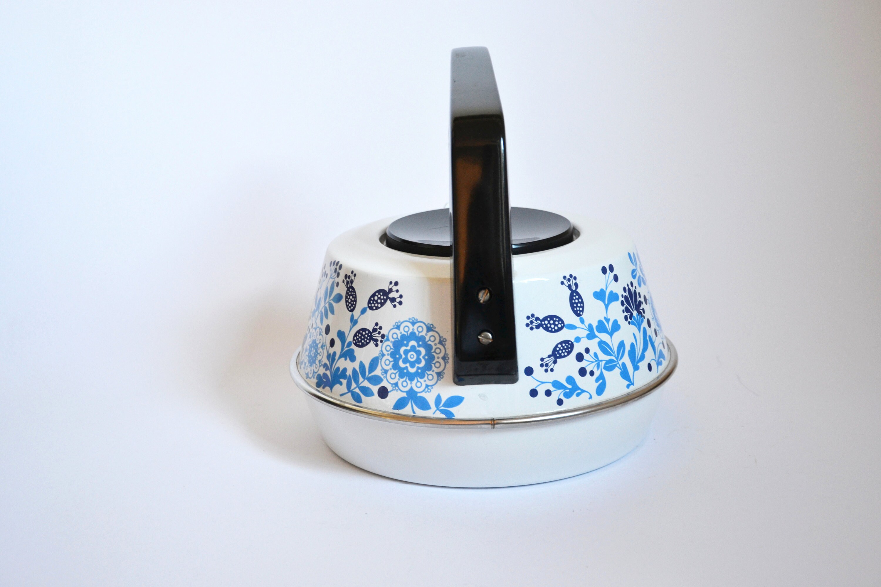 1970s Kettle Enamel Blue White Flowers Floral Vintage Seventy - Etsy UK