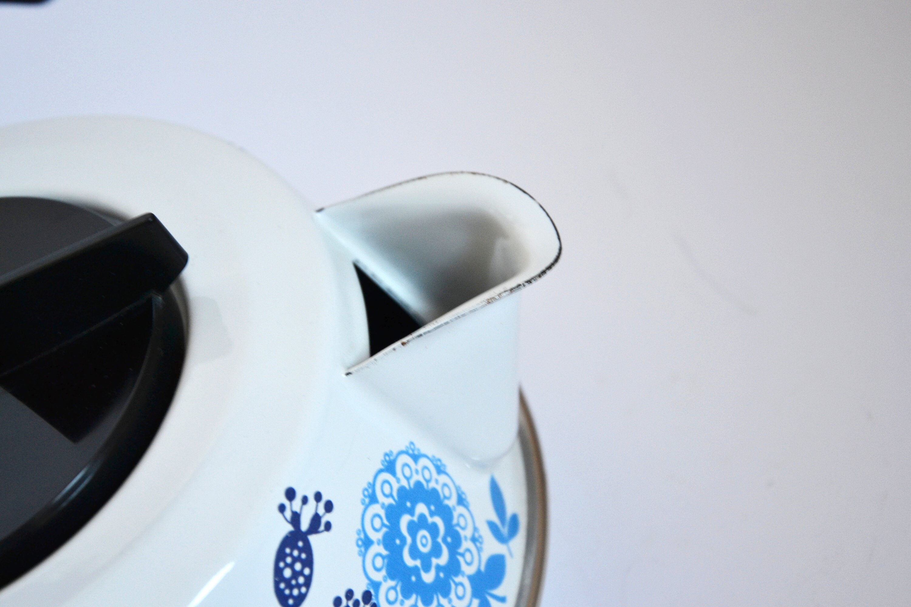 1970s Kettle Enamel Blue White Flowers Floral Vintage Seventy - Etsy UK