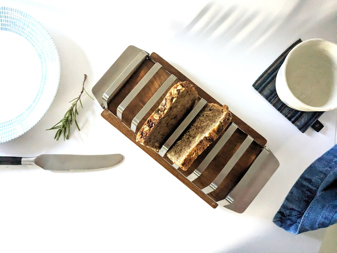 Vintage Toast Stand Grasoli 1970s Teak Chrome Plated Brushed MCM Table ...