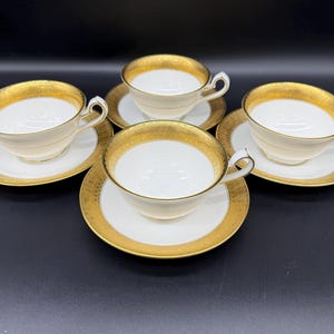 Royal Crown Derby St. George Tea Cup Saucer Sets set of 4 Bone China ...
