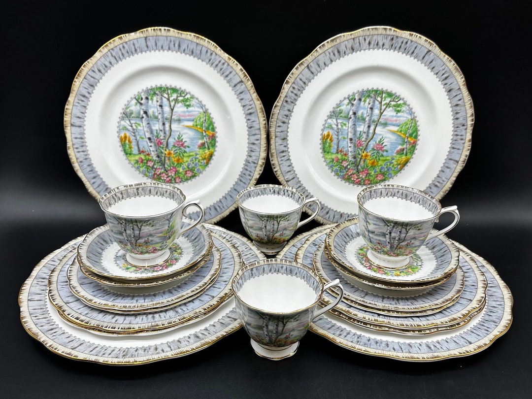 Royal Albert Silver Birch 5 Piece Place Setting X 4 Bone China England ...