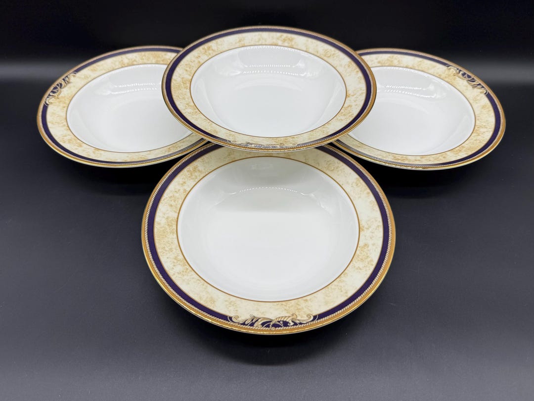 Wedgwood Cornucopia Rimmed Soup Bowls (set of 4) Bone China England New ...