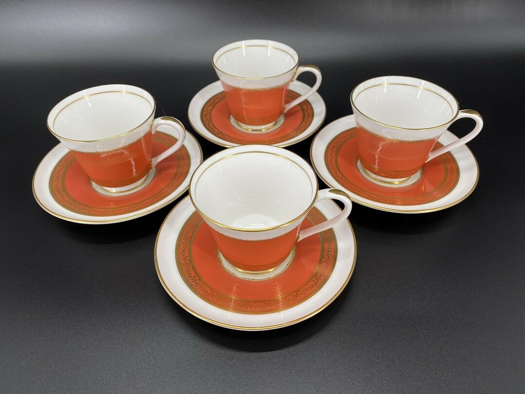 Aynsley Gretna Rust Tea Cup Saucer Set X 4 Bone China England - Etsy