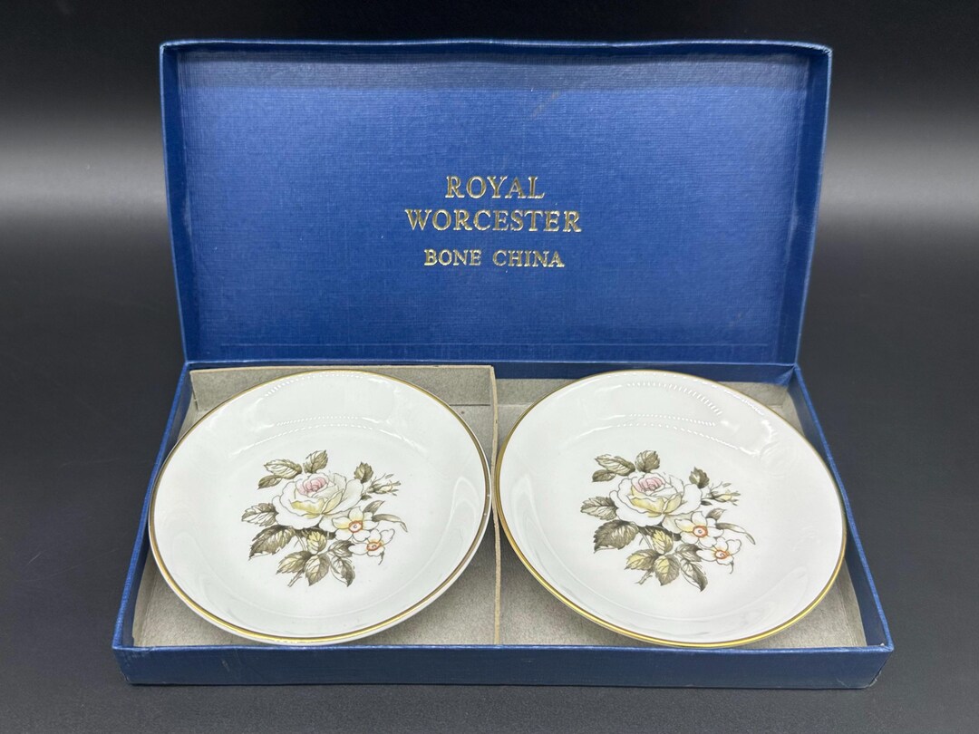 Royal Worcester White Rose Coasters With Box Bone China England - Etsy