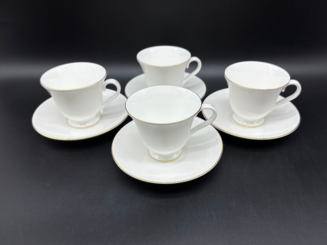 Wedgwood Signet Gold Tea Cup Saucer Setsset of 4 Bone China England - Etsy