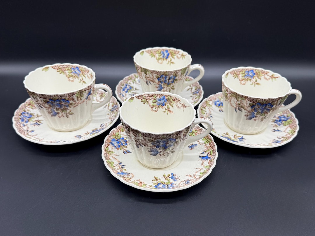 Spode Copeland Sydney Blue Tea Cup Saucer Sets (set of 4) England - Etsy