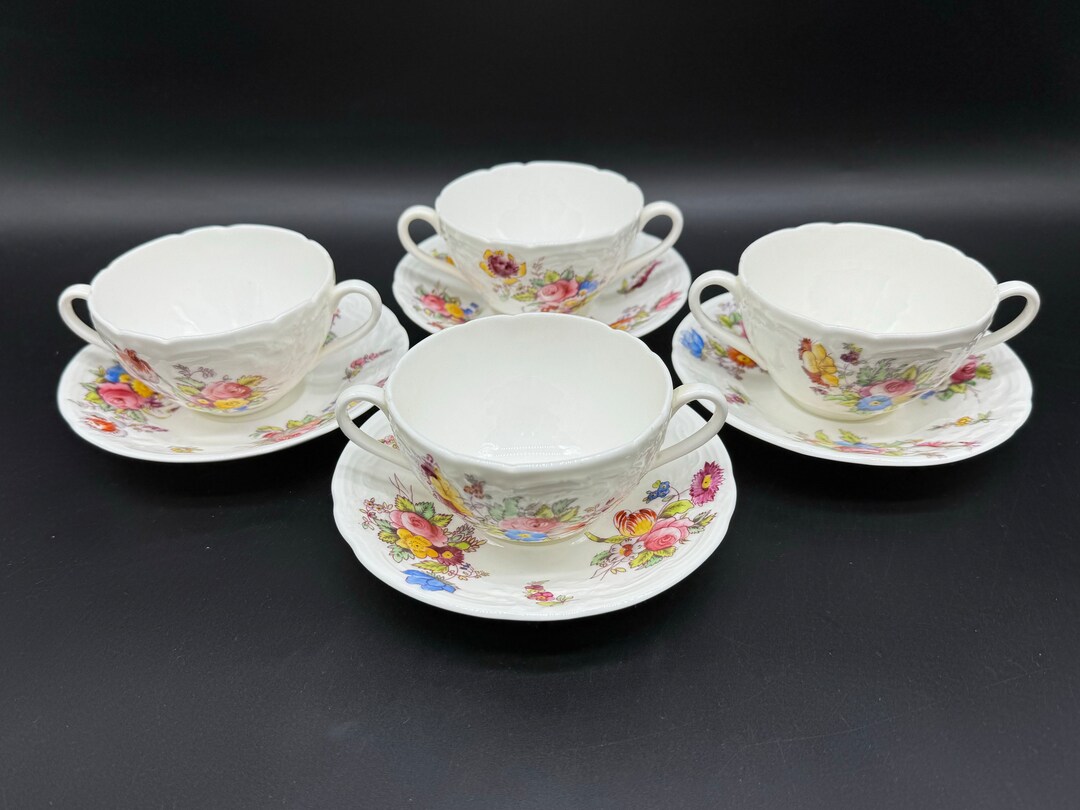 Coalport Sevres Groups Bouillon Soup Bowl Saucer Sets(set of 4) Bone ...