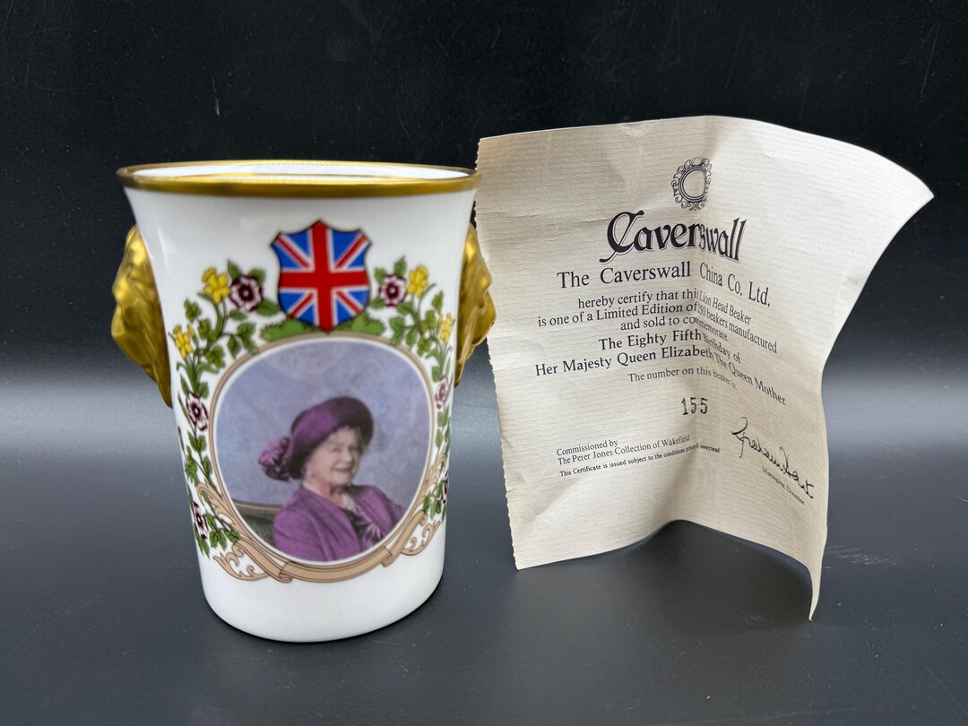 Caverswall Queen Mother 85th Birthday Lion Head Beaker Bone China ...