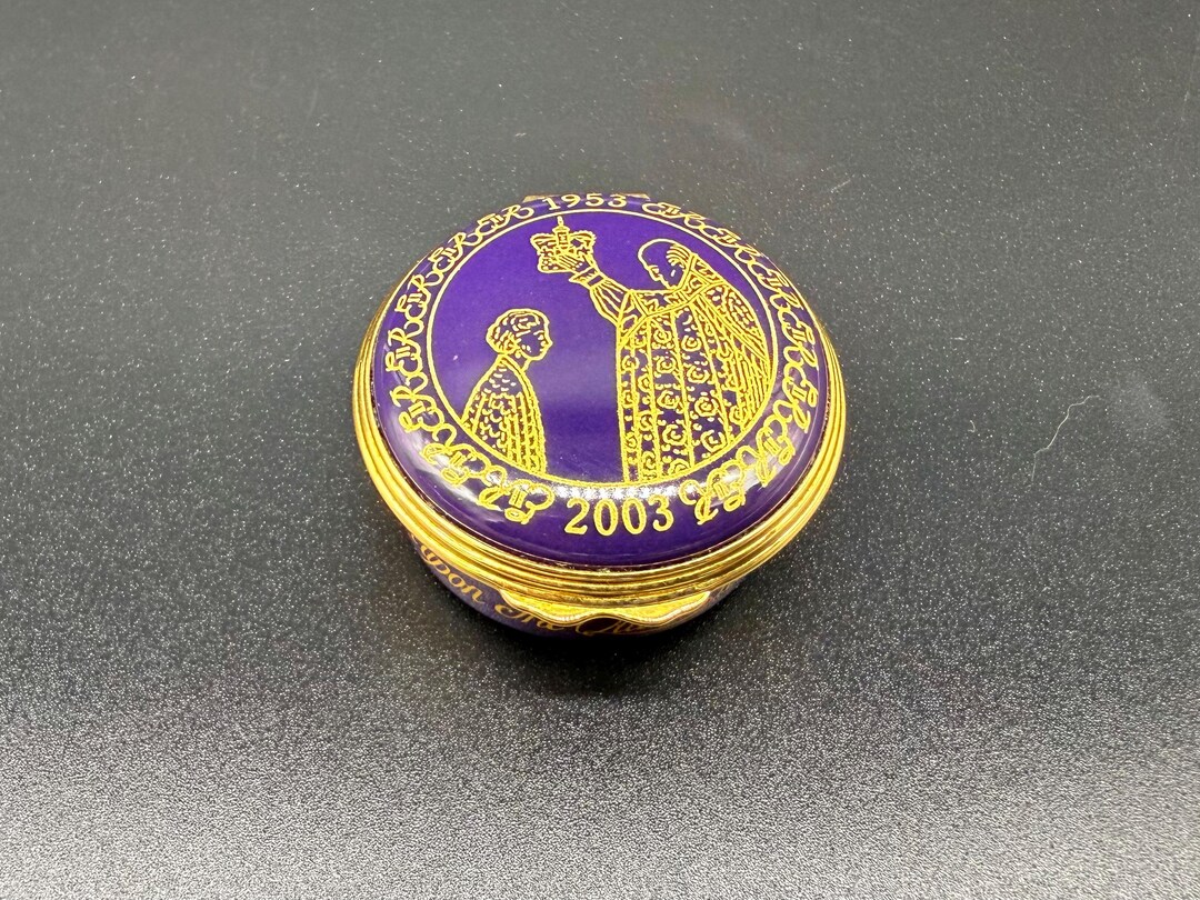 Halcyon Days 1993 Queen Elizabeth II Golden Jubilee Enamel Box England ...
