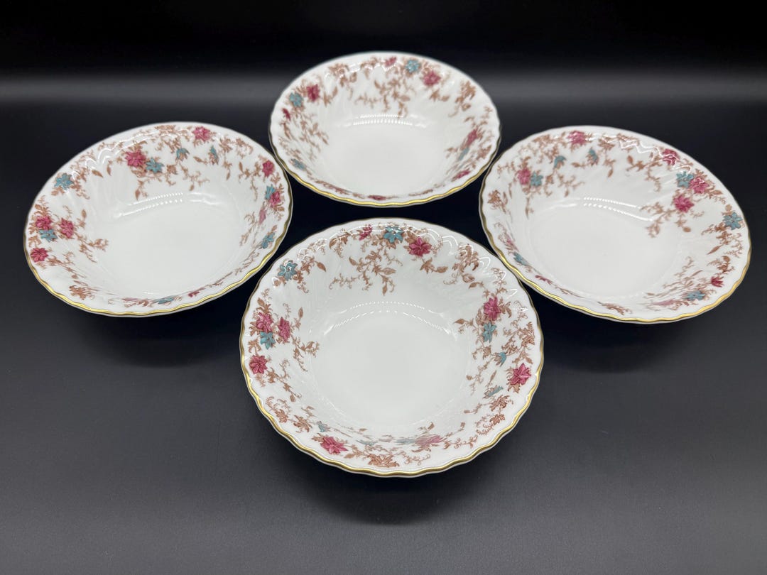 Minton Ancestral 6" Cereal Soup Bowls (set of 4) Bone China England - Etsy