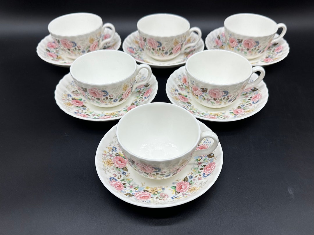 Minton Rose Garland Tea Cup Saucer Sets(set of 6) Bone China England - Etsy