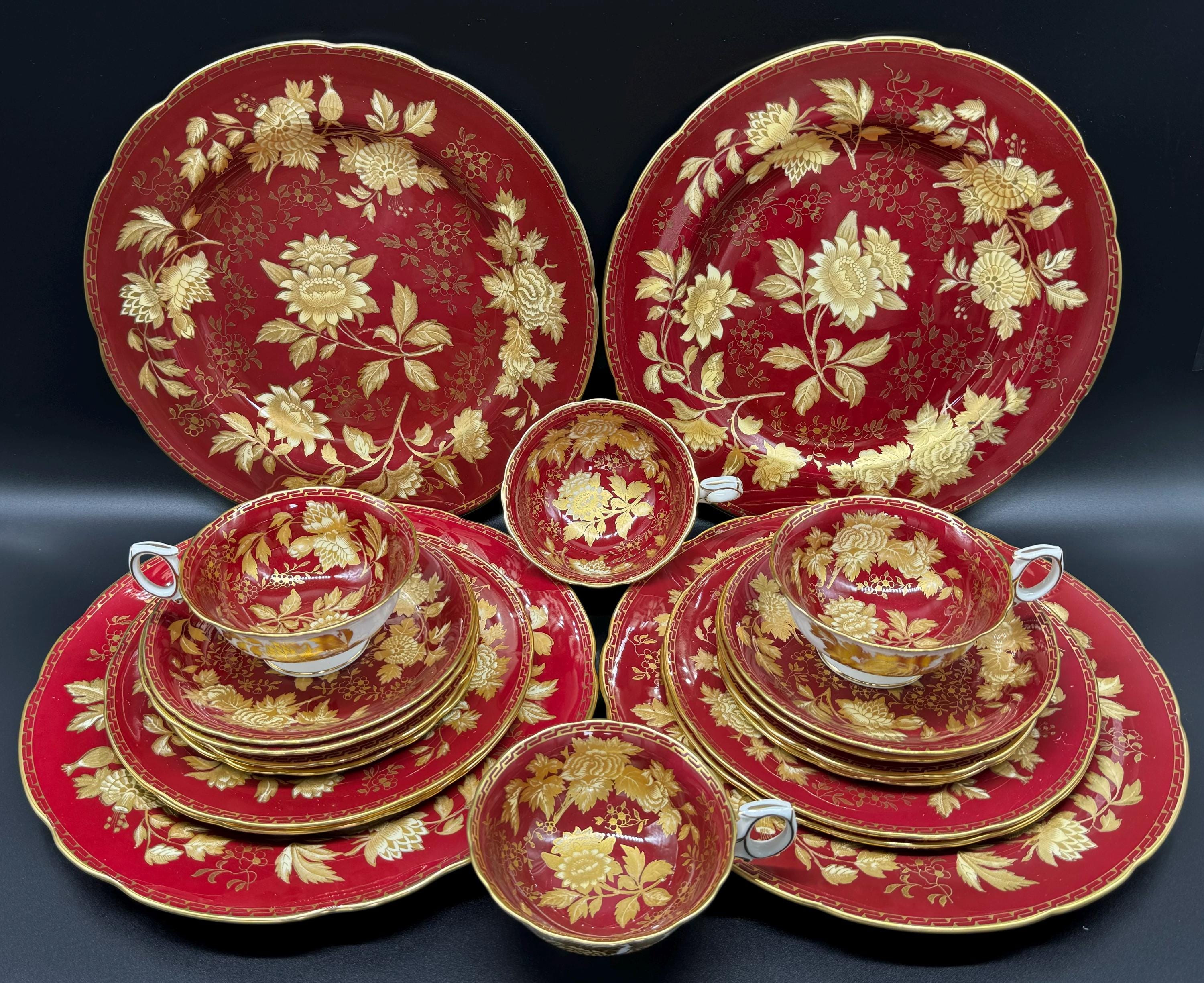 Wedgwood Tonquin Ruby 5 Piece Place Setting X 4 Bone China Wedgwood Tonquin Ruby 5 Piece Place Setting X 4 Bone China