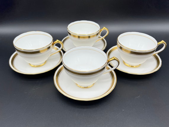 Royal Chelsea Gold Greek Key Tea Cup Saucer Setsset of 4 - Etsy