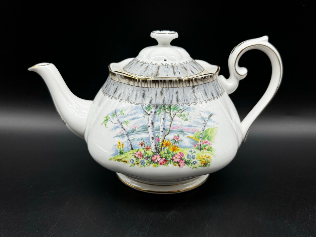 Royal Albert Silver Birch Large Teapot Bone China England B. - Etsy