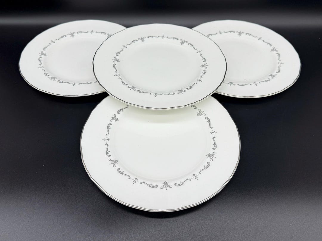 Royal Worcester Silver Chantilly Salad Plates(set of 4) Bone China ...