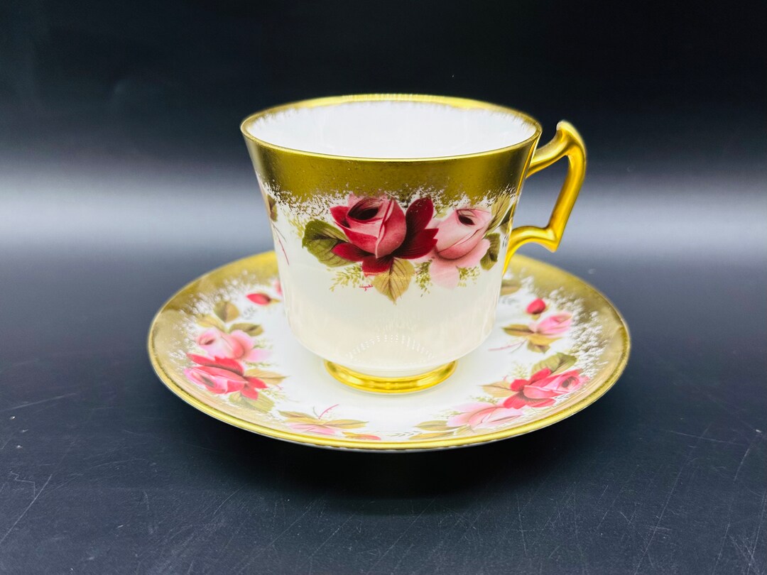 Royal Chelsea Golden Pink Rose Tea Cup Saucer Set Bone China England - Etsy