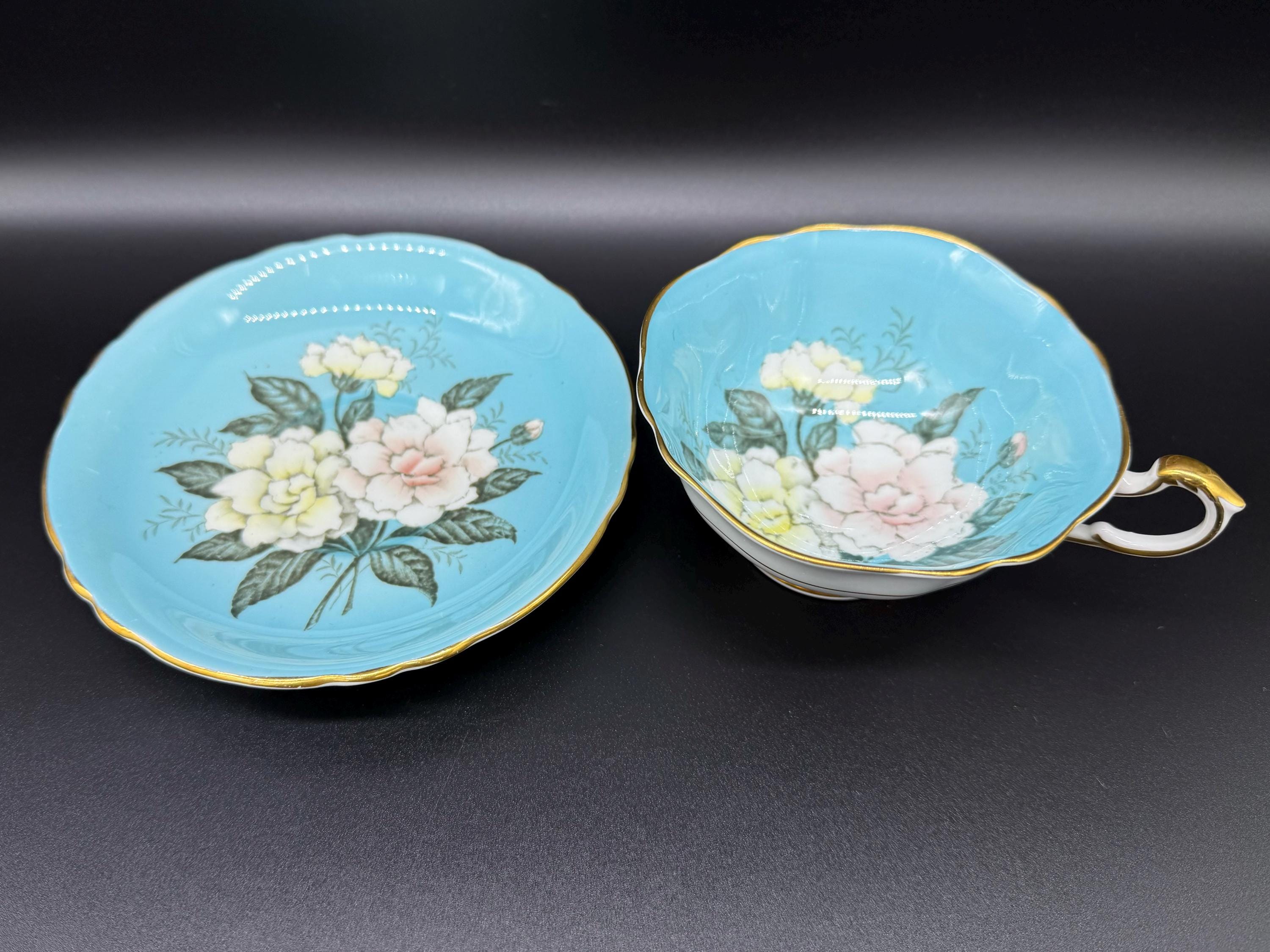Paragon Turquoise Rose Tea Cup Saucer Set Bone China England - Etsy