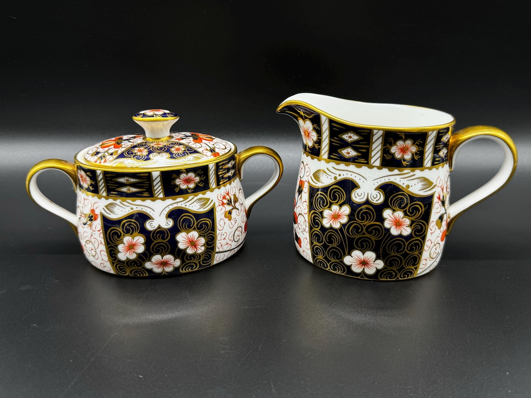 Royal Crown Derby Imari Creamer Sugar Set Bone China England - Etsy
