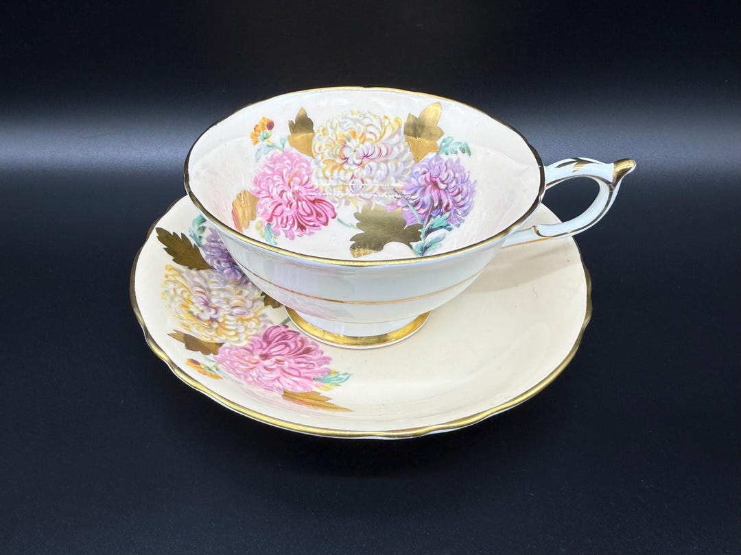 Paragon 1589 Chrysanthemum Peach Color Tea Cup Saucer Set Bone China ...