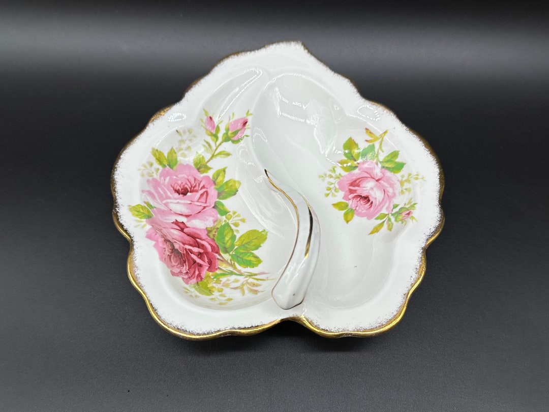 Royal Albert American Beauty Leaf Shape Candy Dish Bone China England ...
