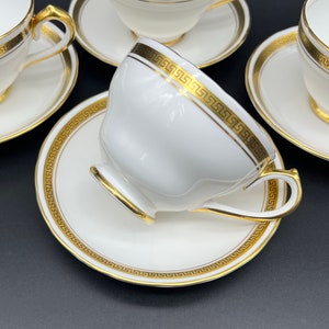 Royal Chelsea Gold Greek Key Tea Cup Saucer Sets(set of 4) Bone China ...