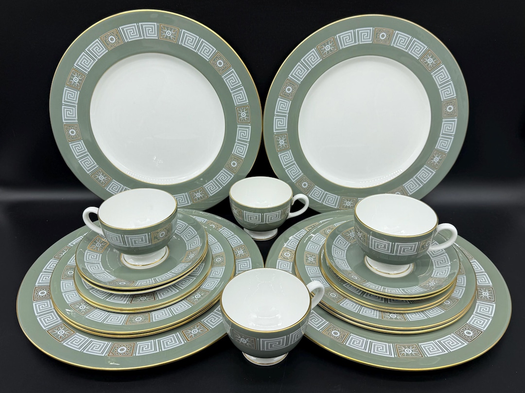 Wedgwood Asia Green 5 Piece Place Setting X 4 Bone China England 20 ...