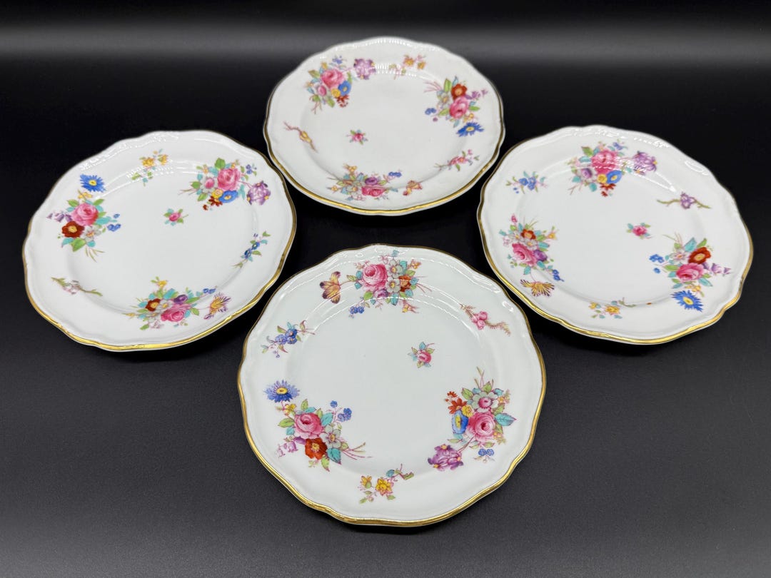 Spode Royal Dresden Rose Bread Butter Plates (set of 4) Bone China ...
