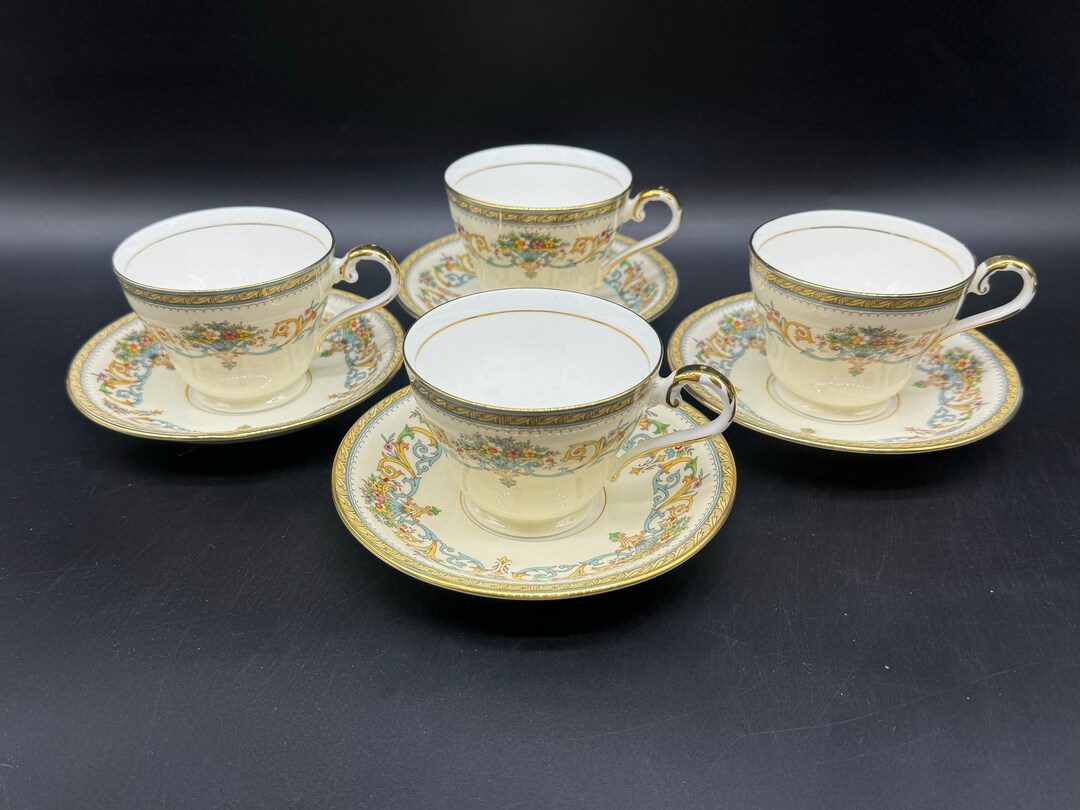 Aynsley Henley Tea Cup Saucer Setsset of 4 Bone China - Etsy
